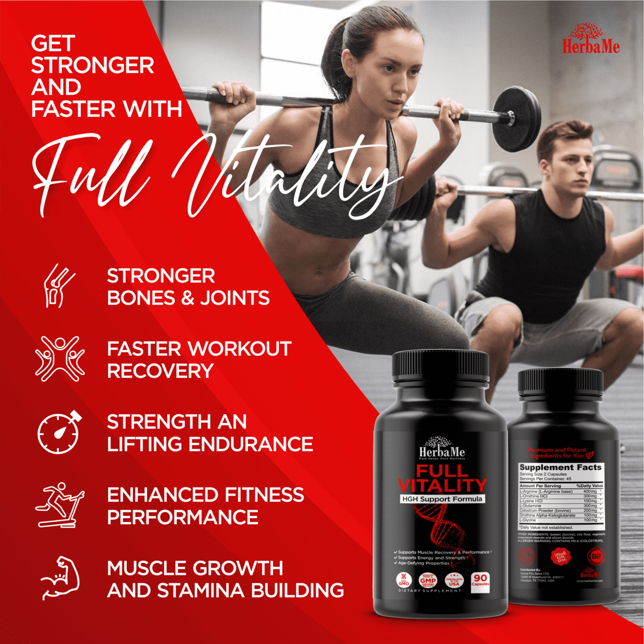 Full Vitality - HGH Supplements for Men and Women, 90 Capsules ...